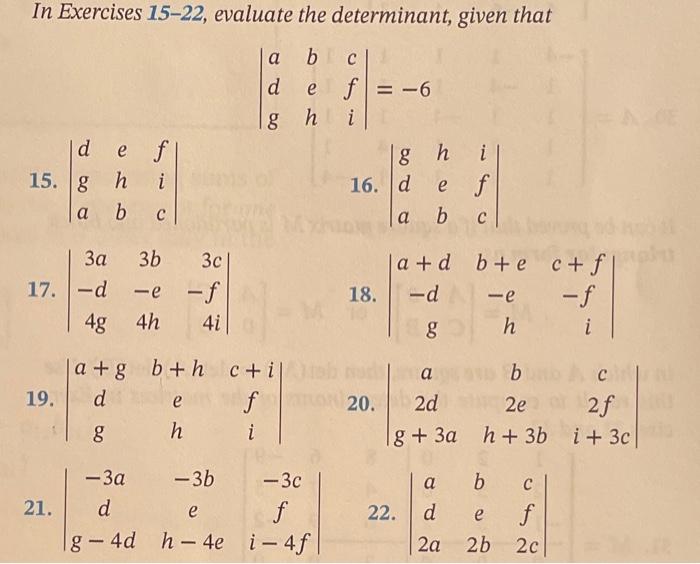 Solved In Exercises 15-22, evaluate the determinant, given | Chegg.com