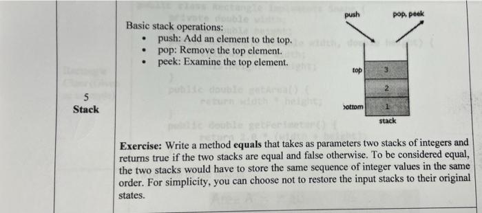 Solved 5 Stack pop, peek push Basic stack operations: push: | Chegg.com