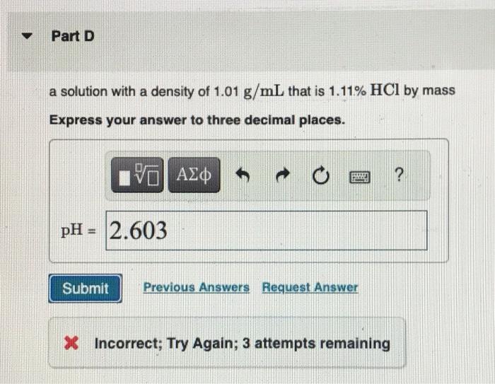 Solved a solution with a density of 1.01 g/mL that is | Chegg.com