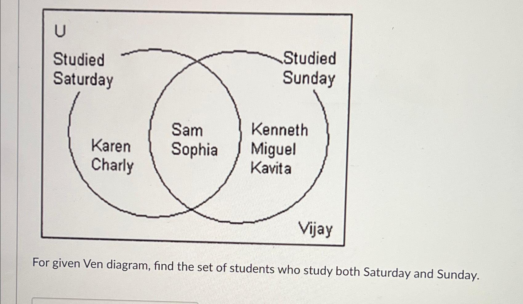 Solved For given Ven diagram, find the set of students who | Chegg.com