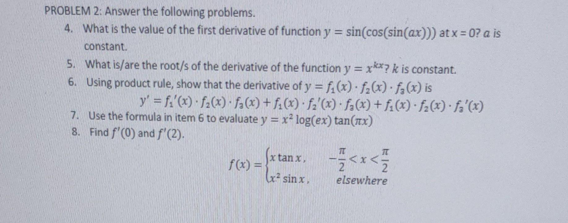 Solved PROBLEM 2: Answer the following problems. 4. What is | Chegg.com