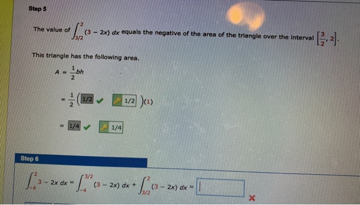 Solved Step 5 The value of 3 2x) dx equals the negative of | Chegg.com