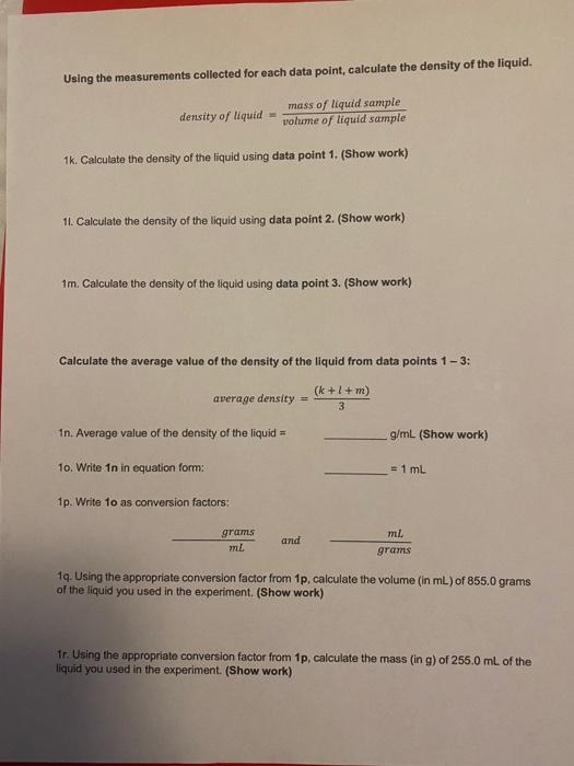 Lab 4. Density Introduction to Density The density of | Chegg.com