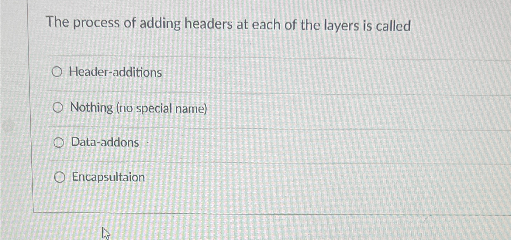 Solved The process of adding headers at each of the layers | Chegg.com
