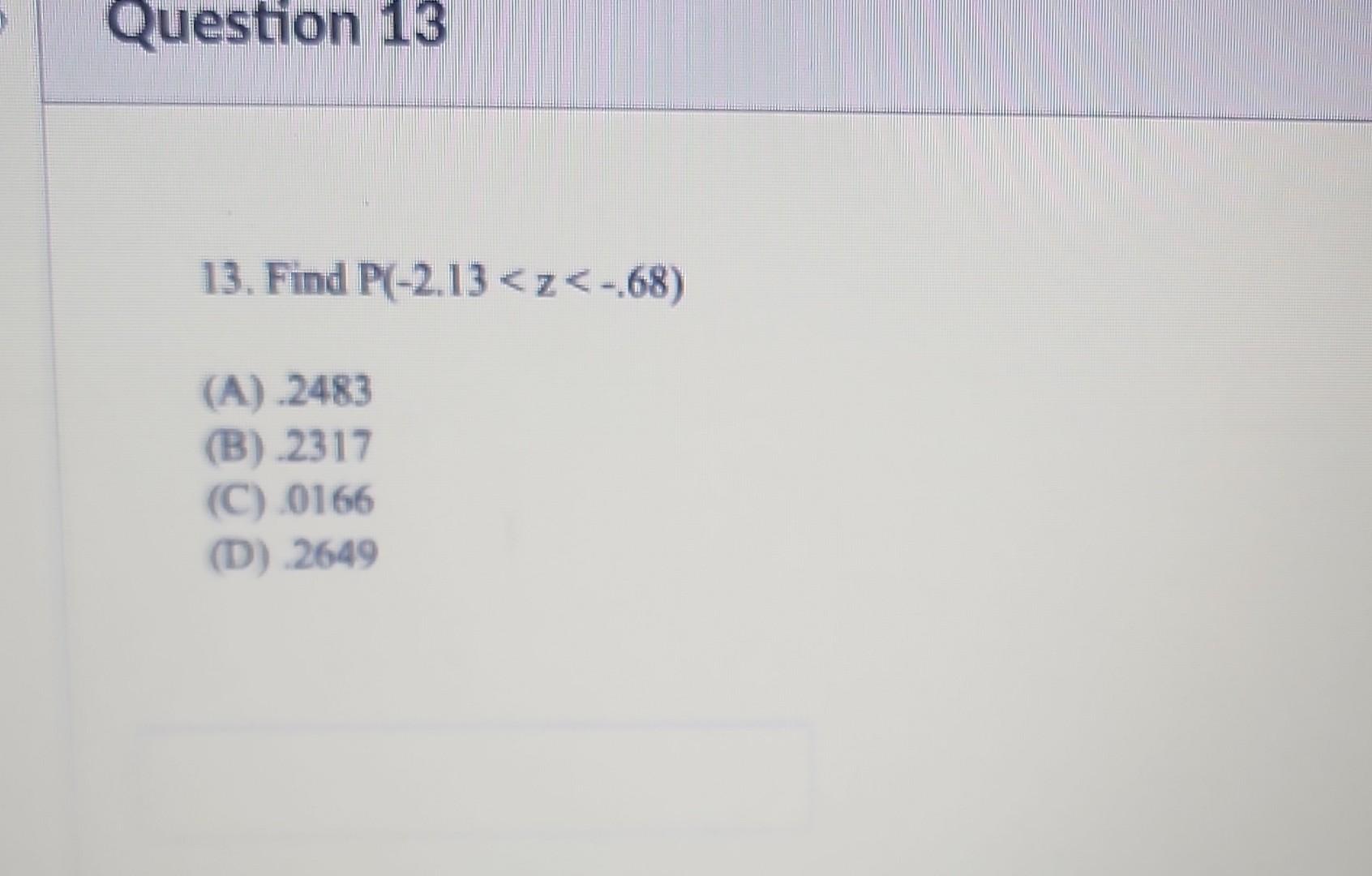 Solved 13. Find P(−2.13 | Chegg.com