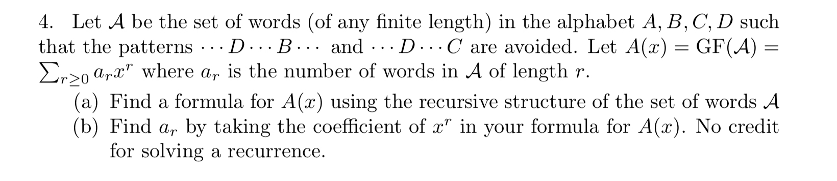 Solved Let A ﻿be the set of words (of any finite length) ﻿in | Chegg.com