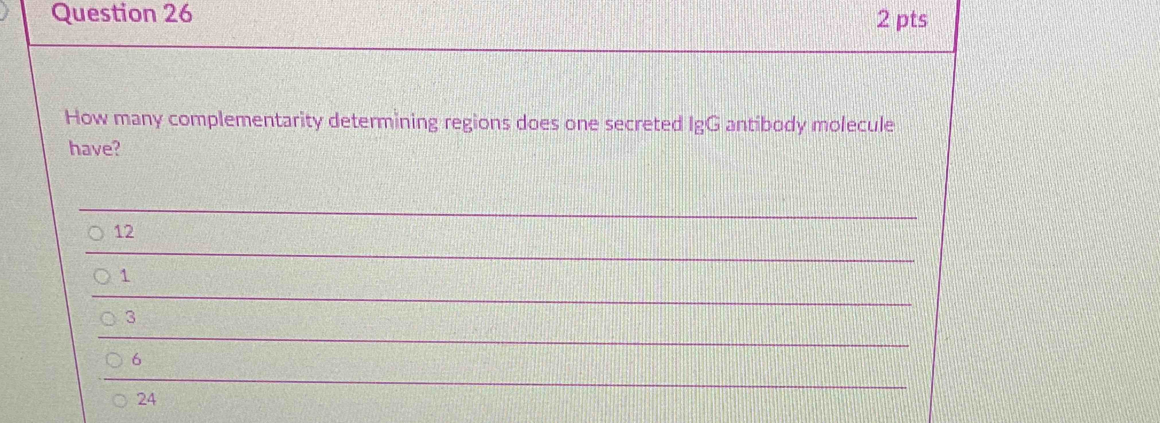 Solved Question 26How many complementarity determining | Chegg.com