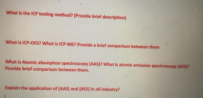 Solved What is the ICP testing method? (Provide brief | Chegg.com
