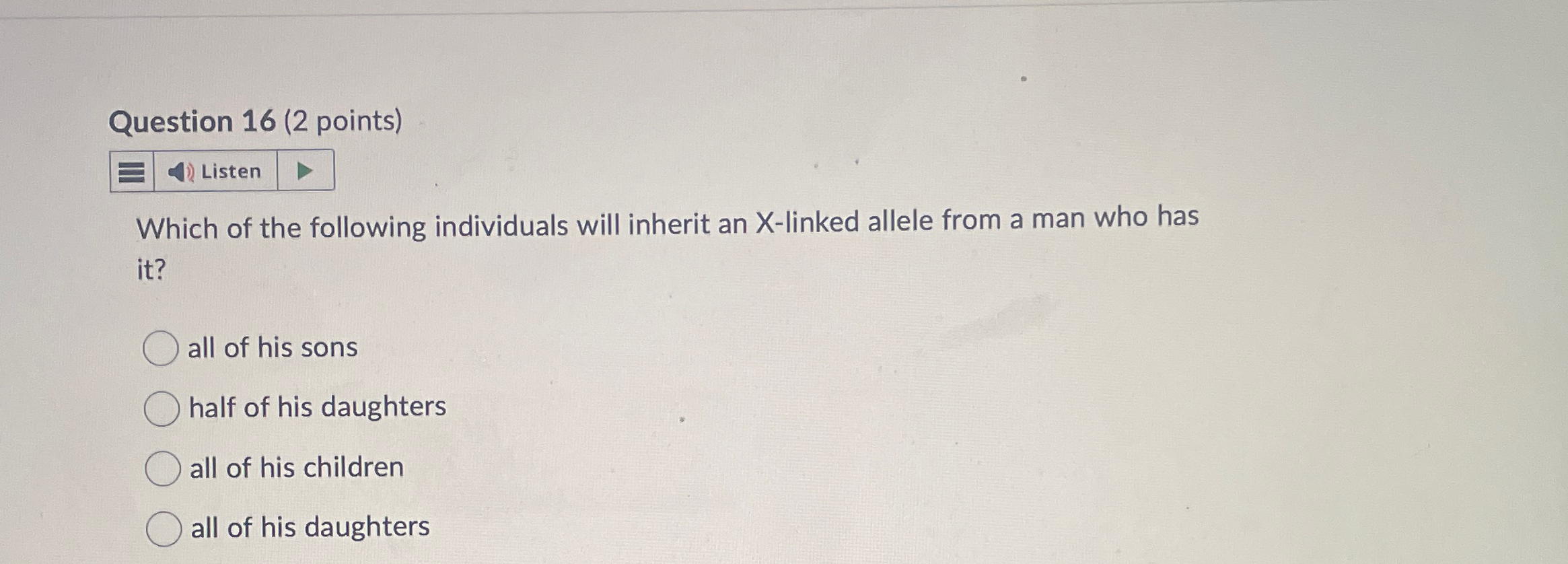 Solved Question 16 (2 ﻿points)Which of the following | Chegg.com
