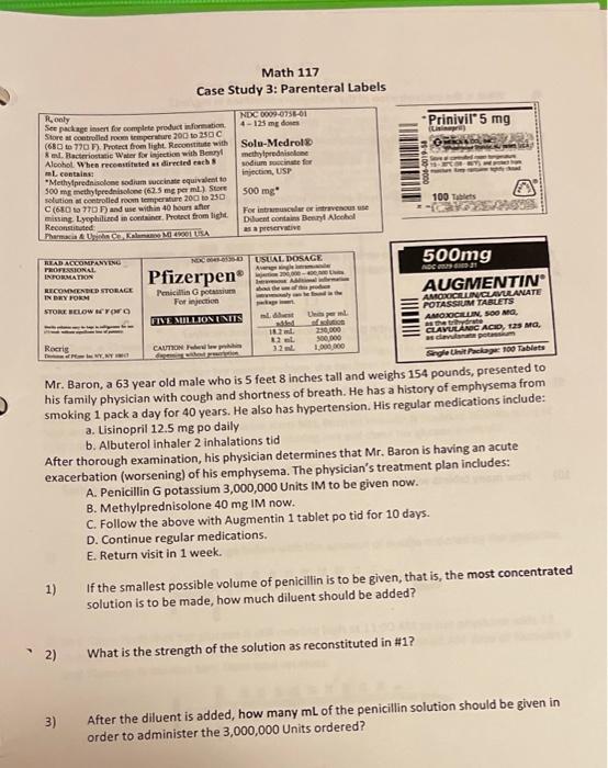 Solved Math 117 Case Study 3: Parenteral Labels Prinivil 5 | Chegg.com Solved Math 117 Case Study 3: Parenteral Labels Prinivil 5 | Chegg.com