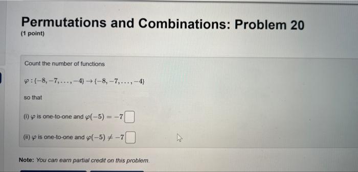 Permutations and Combinations: Problem 20 (1 point) | Chegg.com
