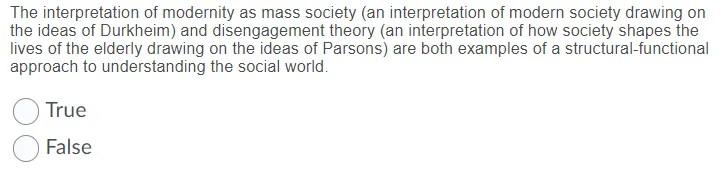 Solved The interpretation of modernity as mass society (an | Chegg.com