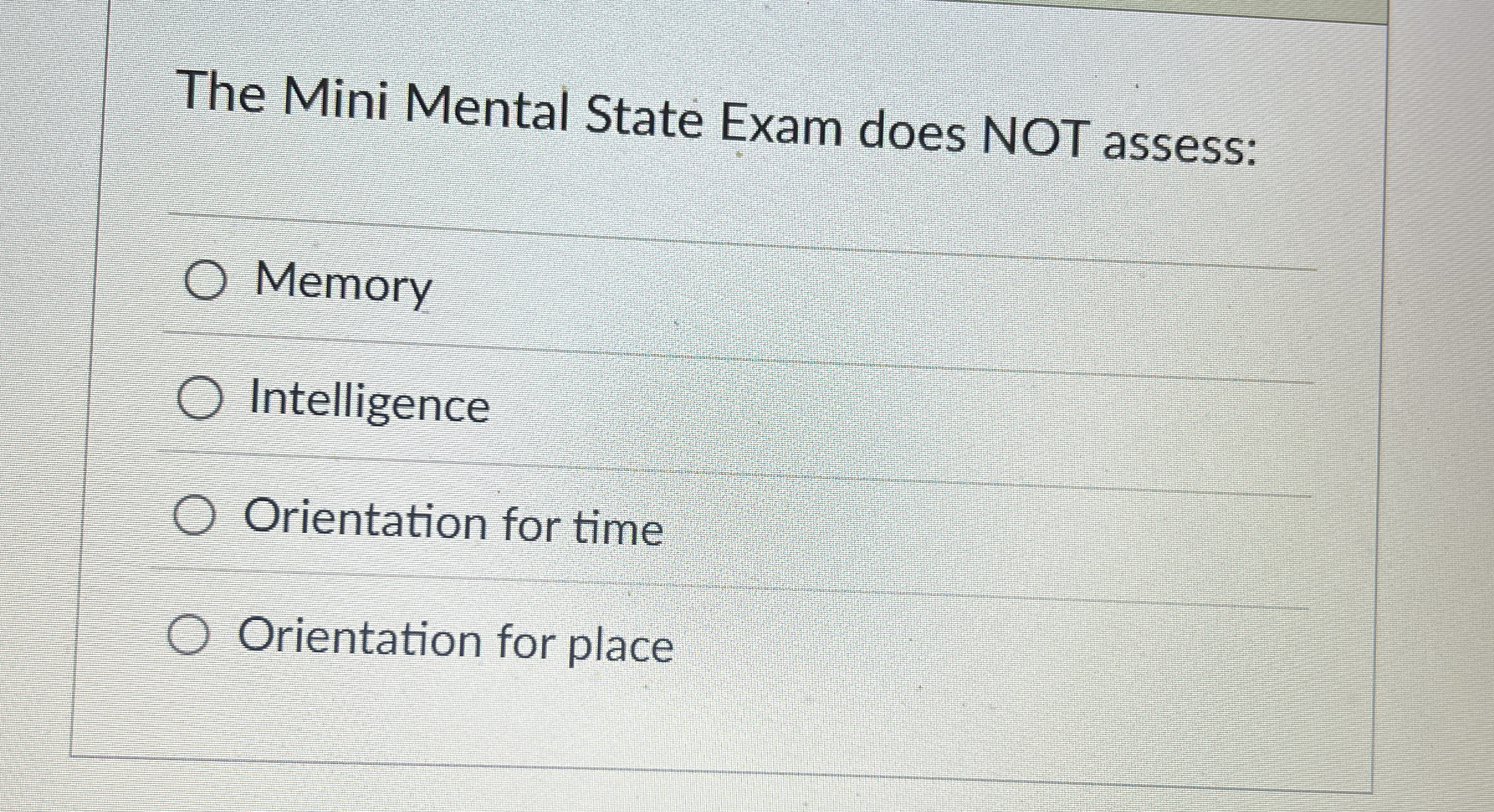 Solved The Mini Mental State Exam does NOT | Chegg.com