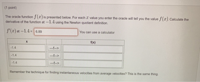 (1 point) The oracle function f(x) is presented | Chegg.com