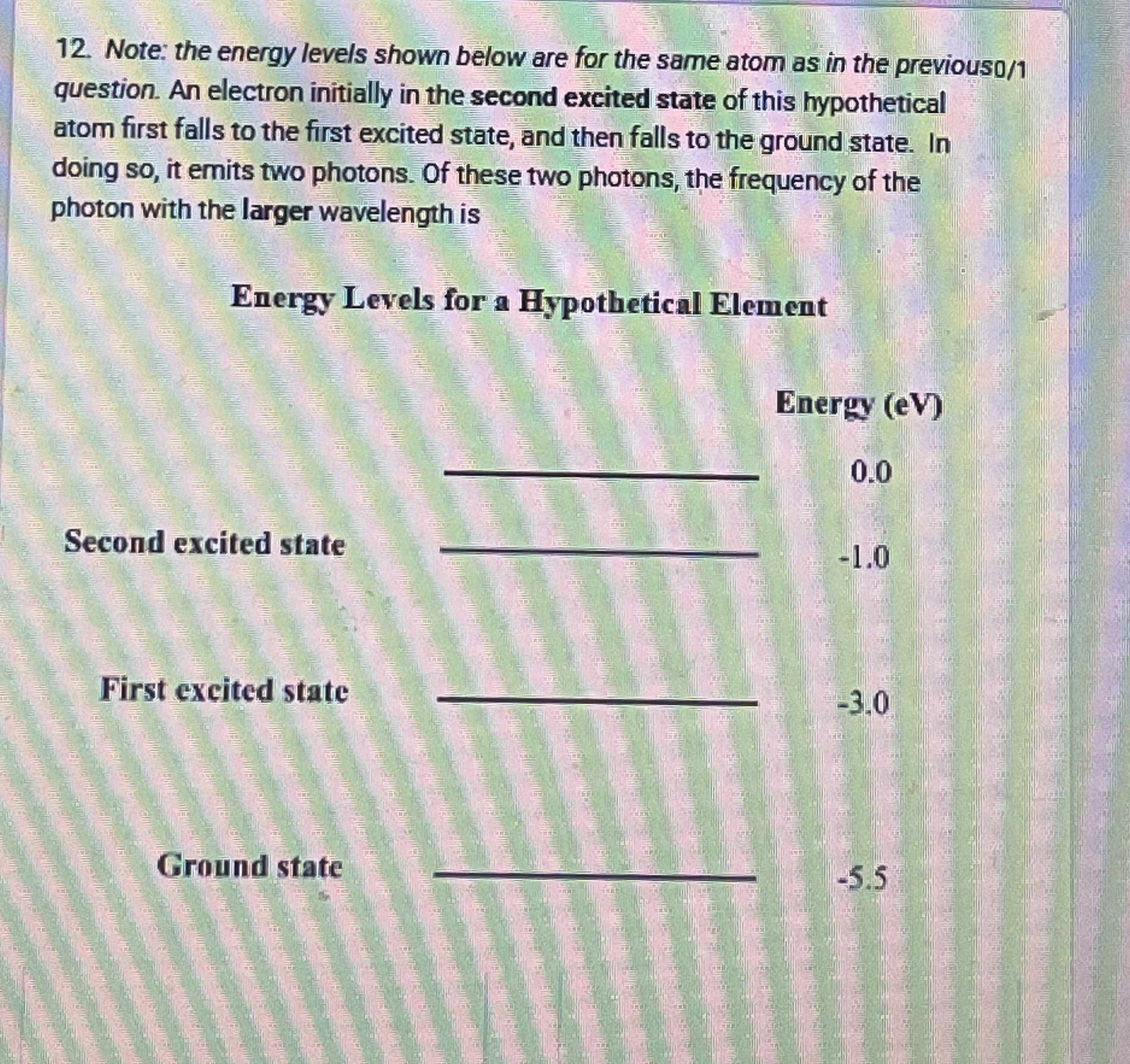 Solved Note: the energy levels shown below are for the same | Chegg.com