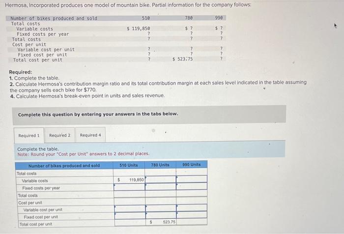 Solved Required: 1. Complete the table. 2. Calculate | Chegg.com