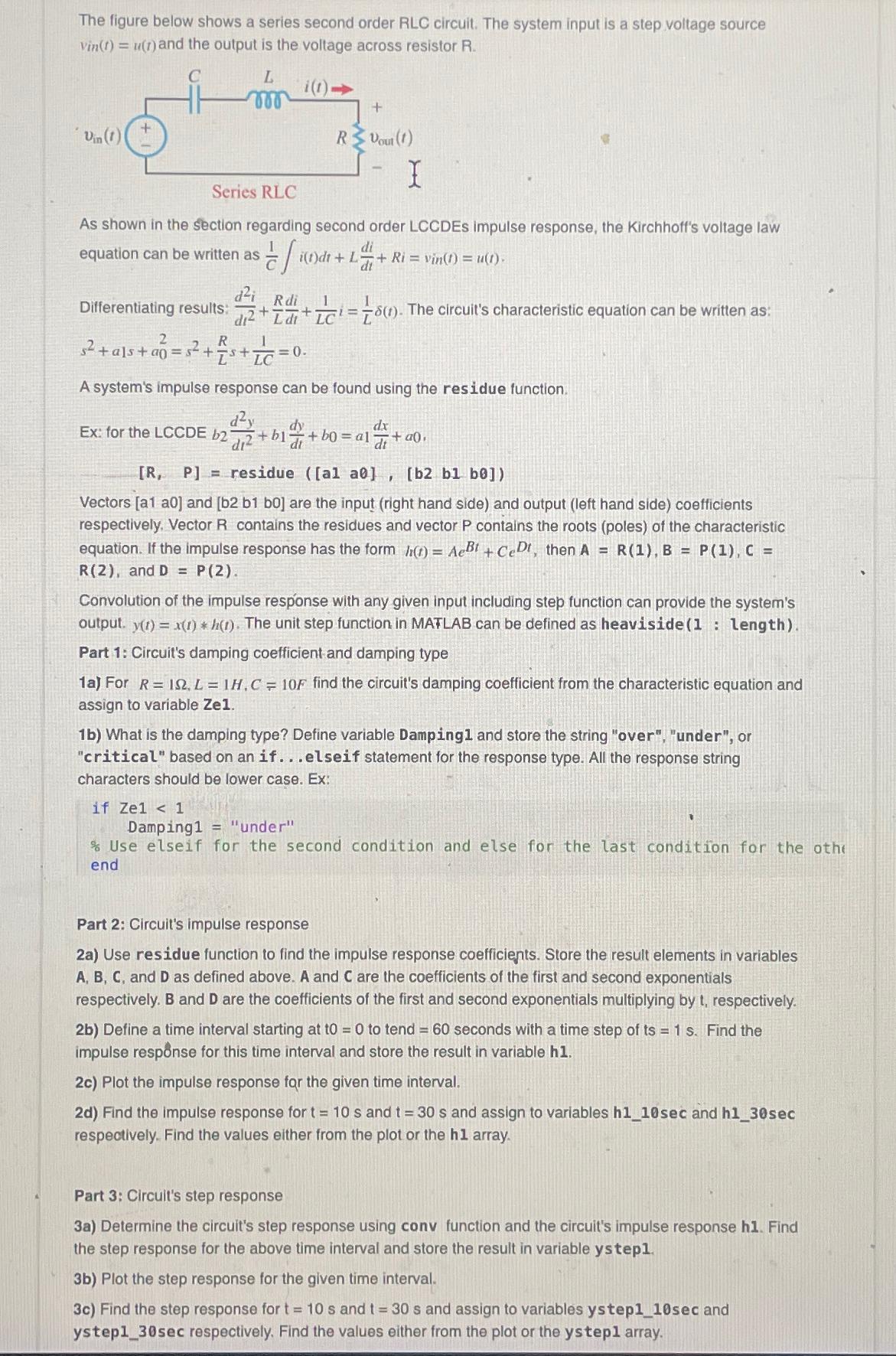 Solved For parts 1-3 ﻿below provide all steps in MATLAB. | Chegg.com