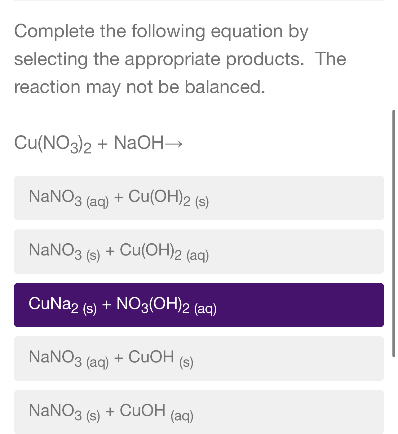 Solved Complete the following equation by selecting the | Chegg.com