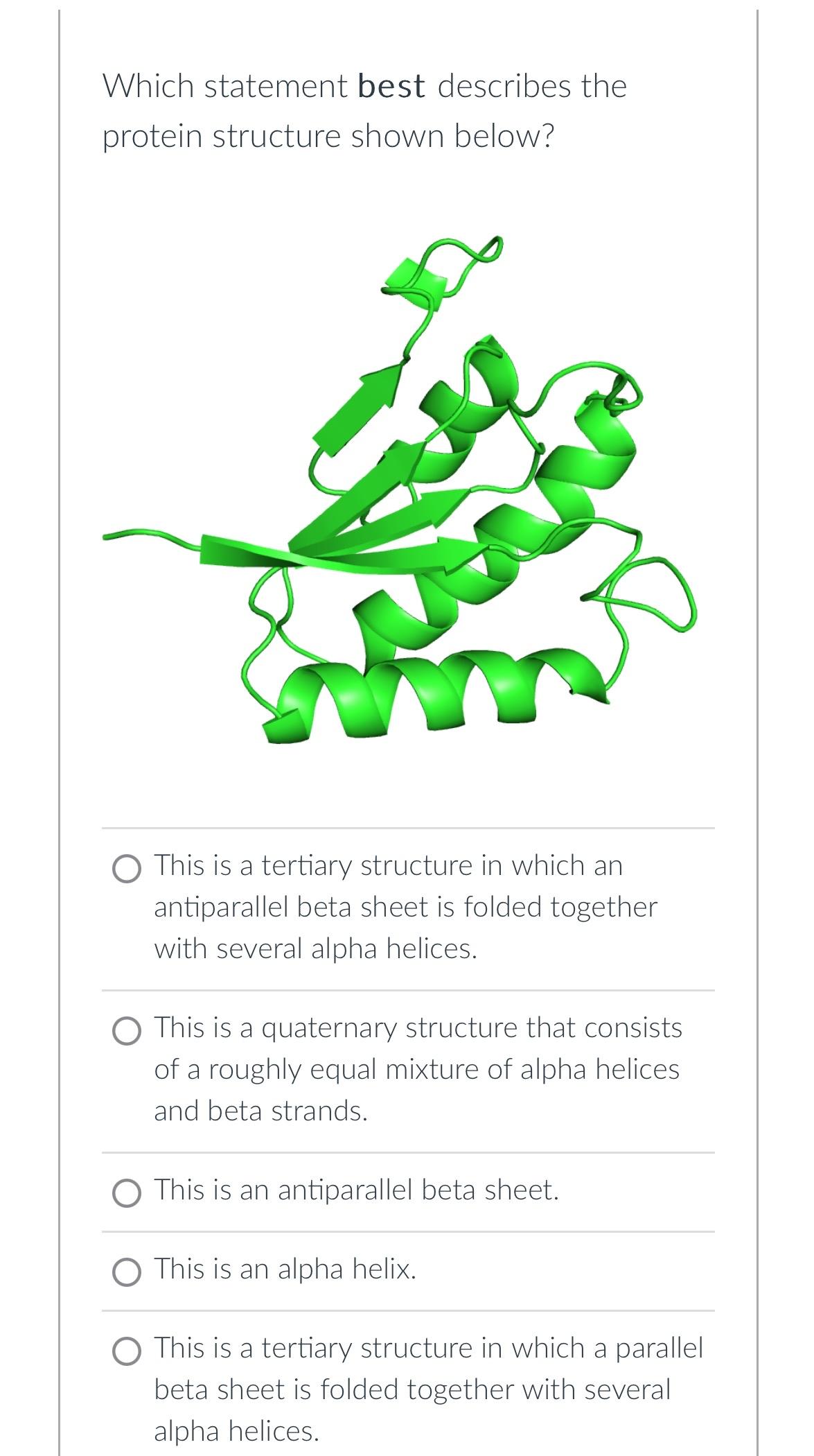 Solved Which statement best describes the protein structure | Chegg.com