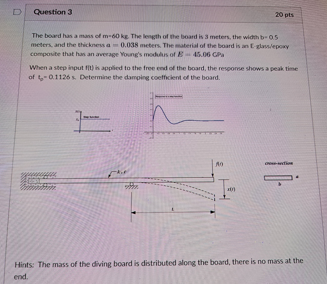 Solved Question 320 ﻿ptsThe board has a mass of m=60kg. ﻿The | Chegg.com