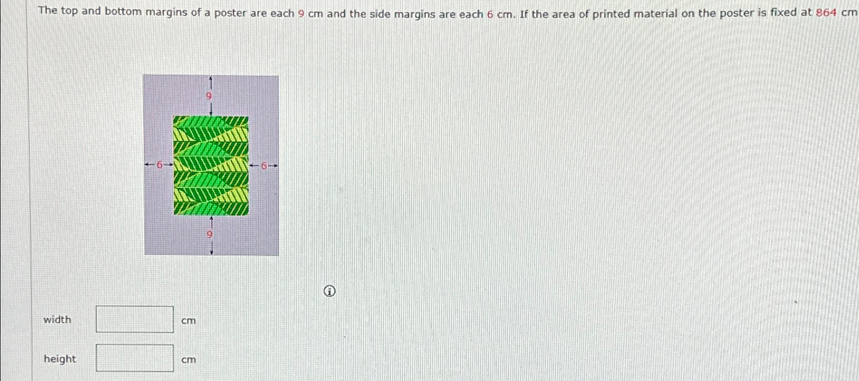 The top and bottom margins of a poster are each 9cm | Chegg.com