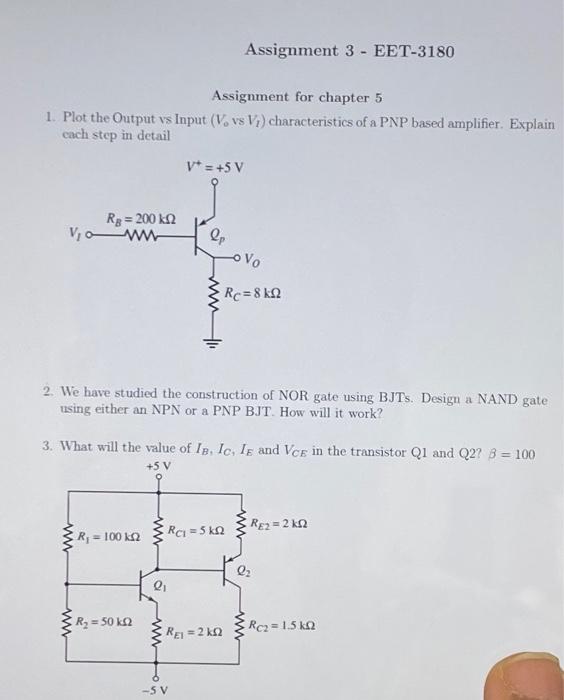 Solved Assignment for chapter 5 1. Plot the Output vs Input | Chegg.com