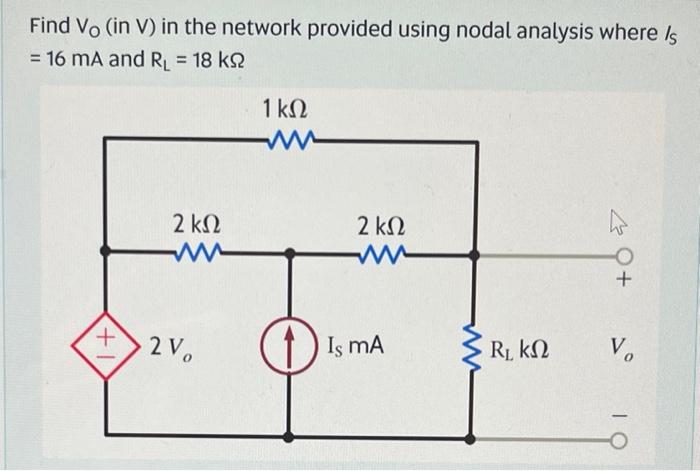 Solved Find V0 (in V) in the network provided using nodal | Chegg.com