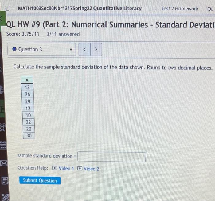 Solved MATH10035ec90Nbr1317Spring22 Quantitative Literacy | Chegg.com