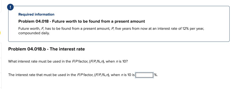 Solved !Required informationProblem 04.018 - ﻿Future worth | Chegg.com