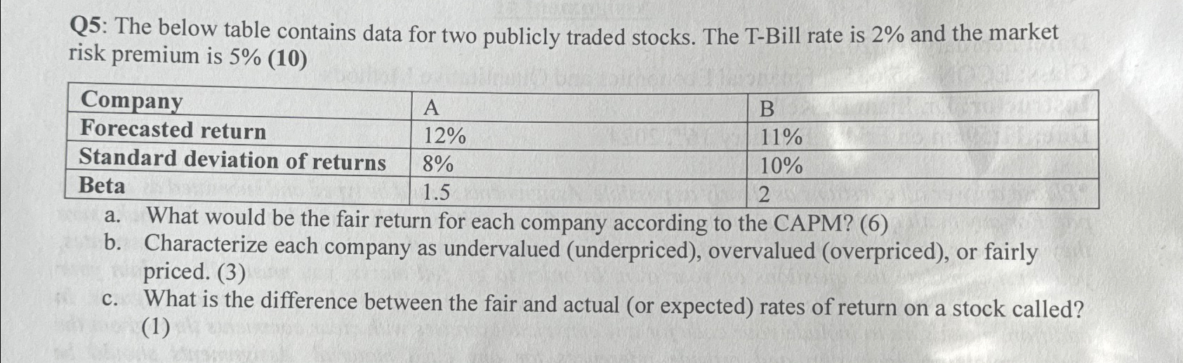 Solved Q5: The below table contains data for two publicly | Chegg.com