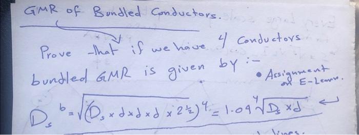 Solved GMR of Bundled Conductors. Prove that if we have 4 | Chegg.com