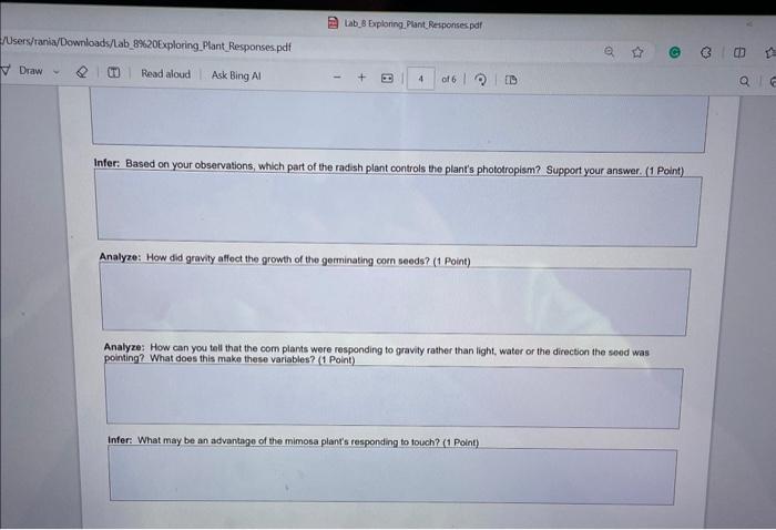 Solved Table 4. Effect of Touch on the Mimosa Leaf Describe | Chegg.com