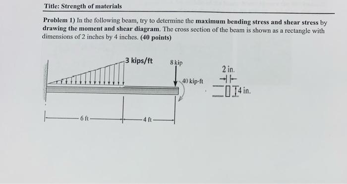 Solved Title: Strength of materials Problem 1) In the | Chegg.com