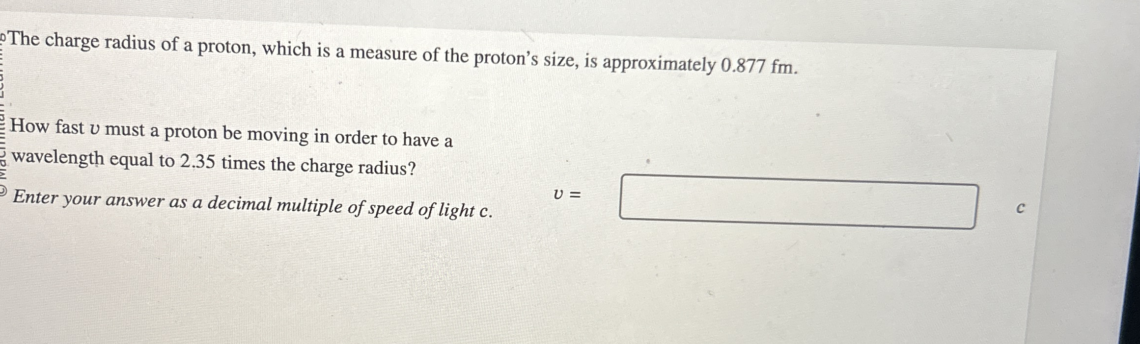 Solved The charge radius of a proton, which is a measure of | Chegg.com