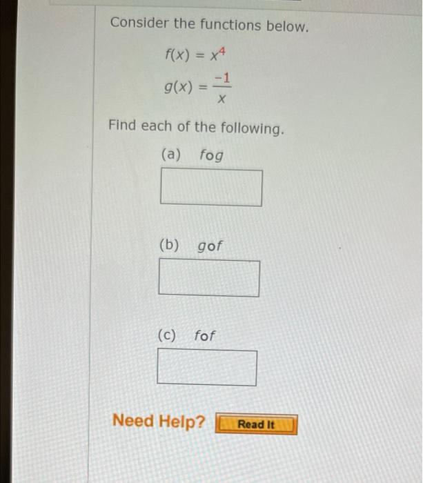 Solved Consider the functions below. f(x) = x -1 g(x) = Х | Chegg.com