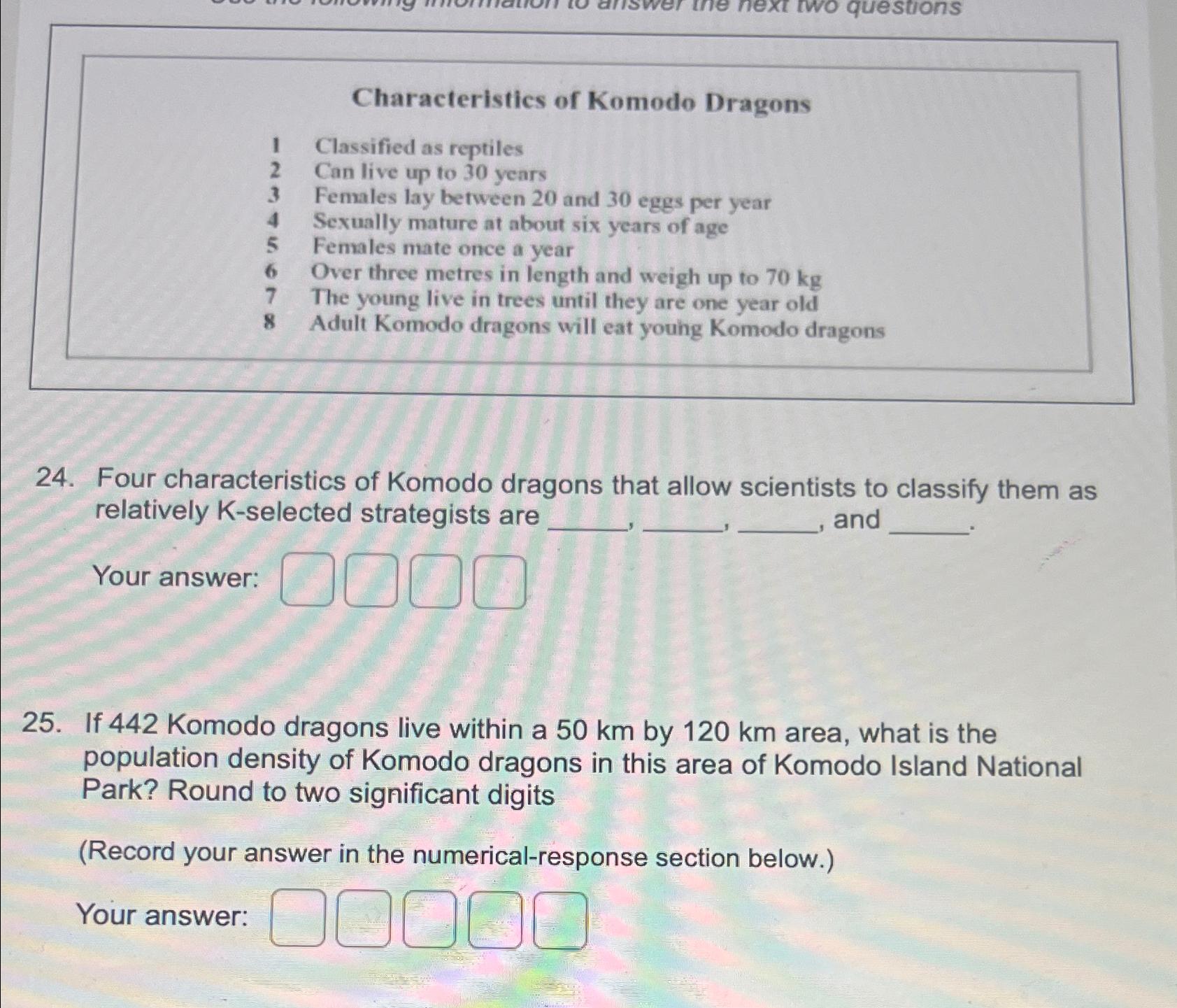 Solved Characteristics of Komodo Dragons1 ﻿Classified as | Chegg.com