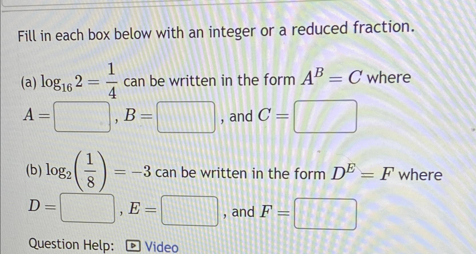 Solved Fill in each box below with an integer or a reduced | Chegg.com