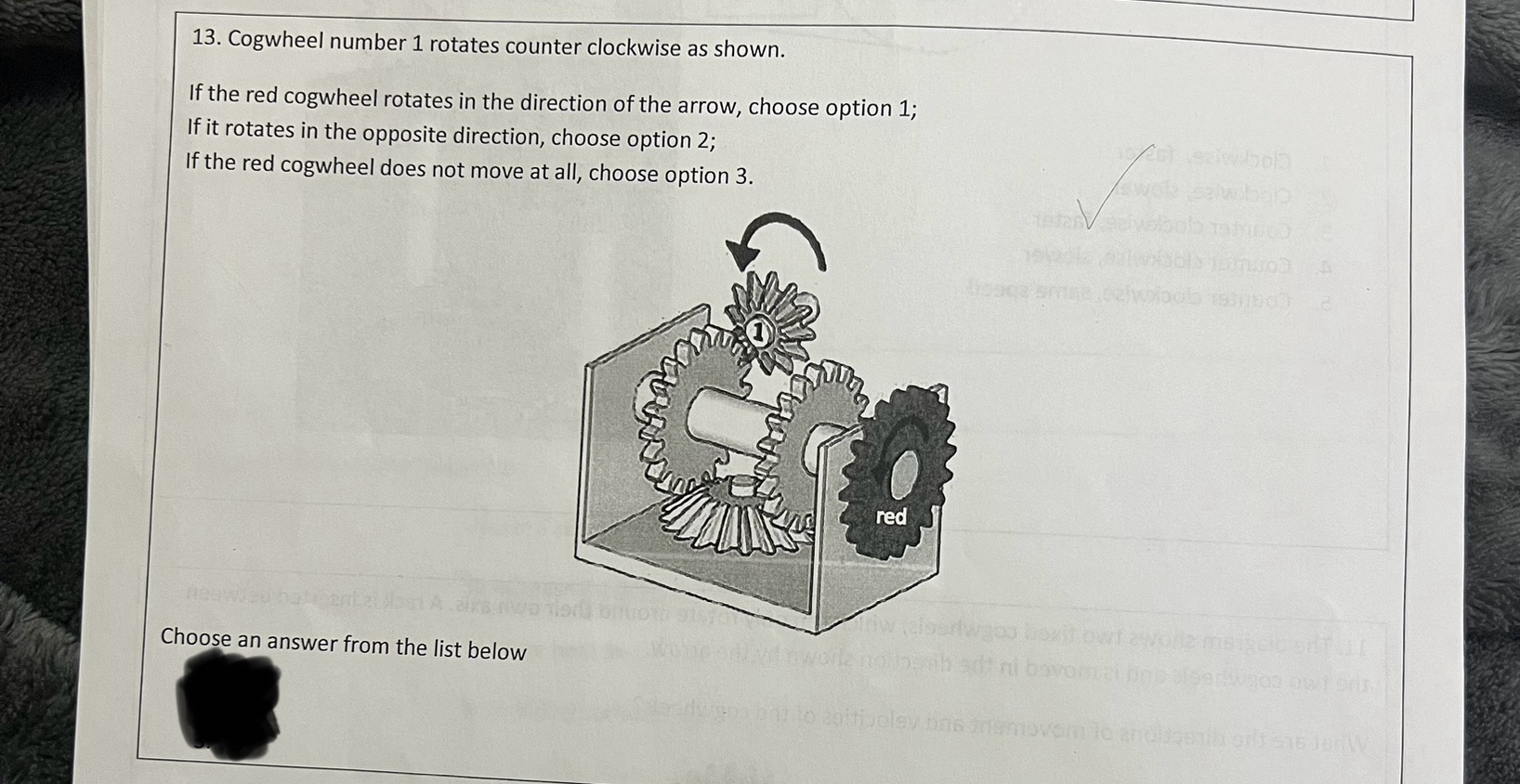 Cogwheel number 1 ﻿rotates counter clockwise as | Chegg.com