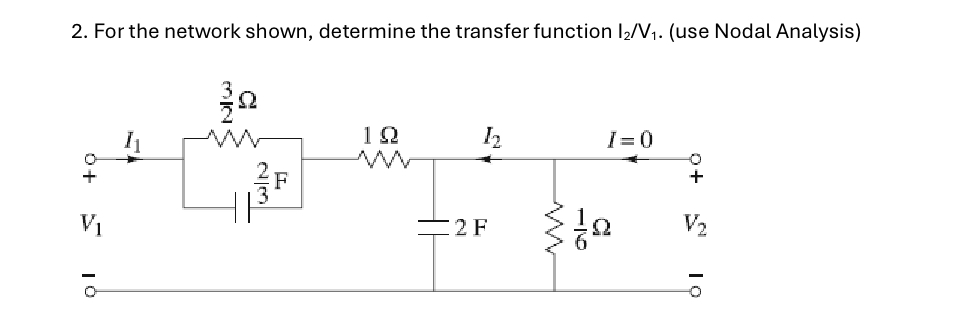 Solved For the network shown, determine the transfer | Chegg.com
