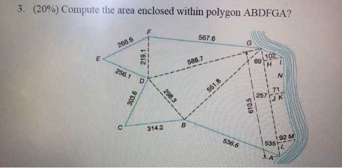 Solved 3. (20%) Compute the area enclosed within polygon | Chegg.com