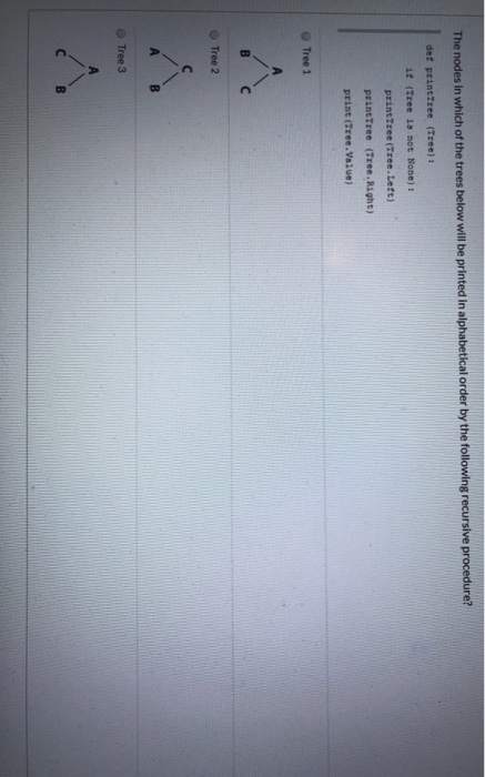 Solved The nodes in which of the trees below will be printed | Chegg.com