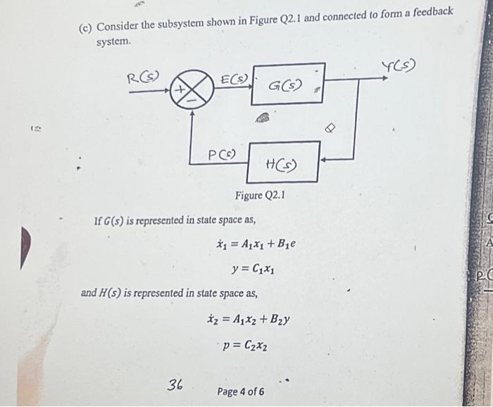 66 (c) Consider the subsystem shown in Figure Q2.1 | Chegg.com