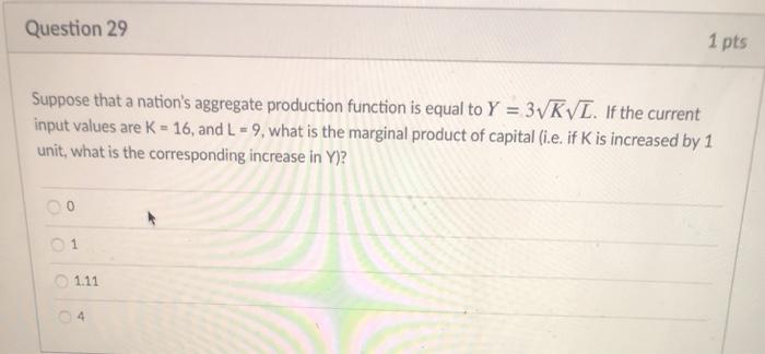Solved Question 29 1 pts Suppose that a nation's aggregate | Chegg.com