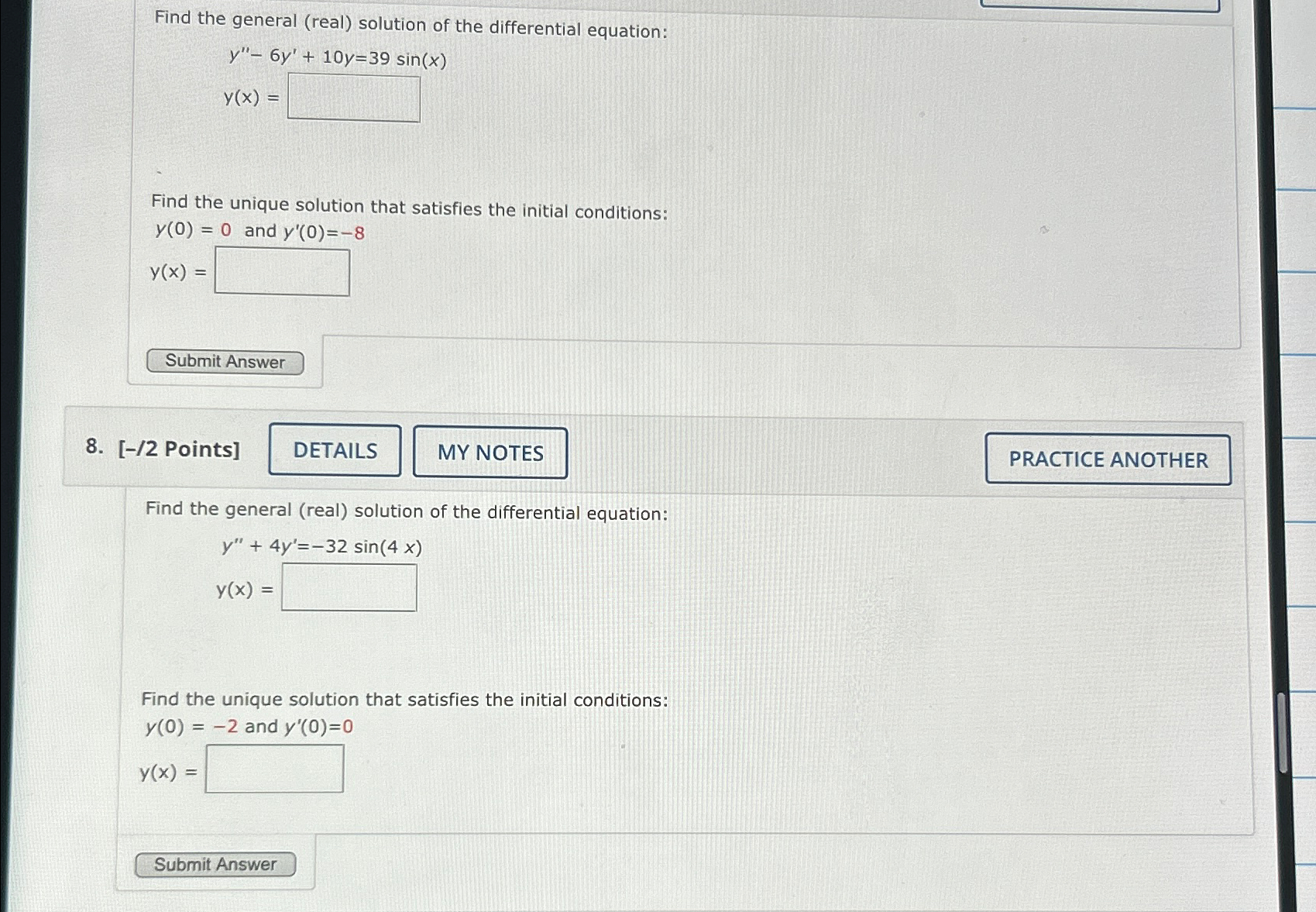 Solved Find the general (real) ﻿solution of the differential | Chegg.com