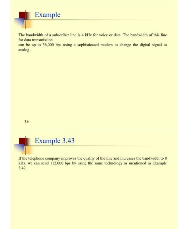 Solved Example The bandwidth of a subscriber line is 4 kHz | Chegg.com