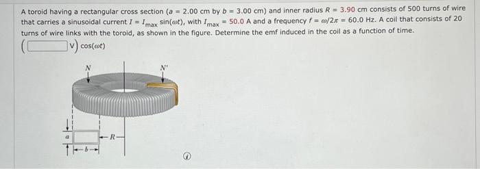 Solved A toroid having a rectangular cross section (a=2.00 | Chegg.com