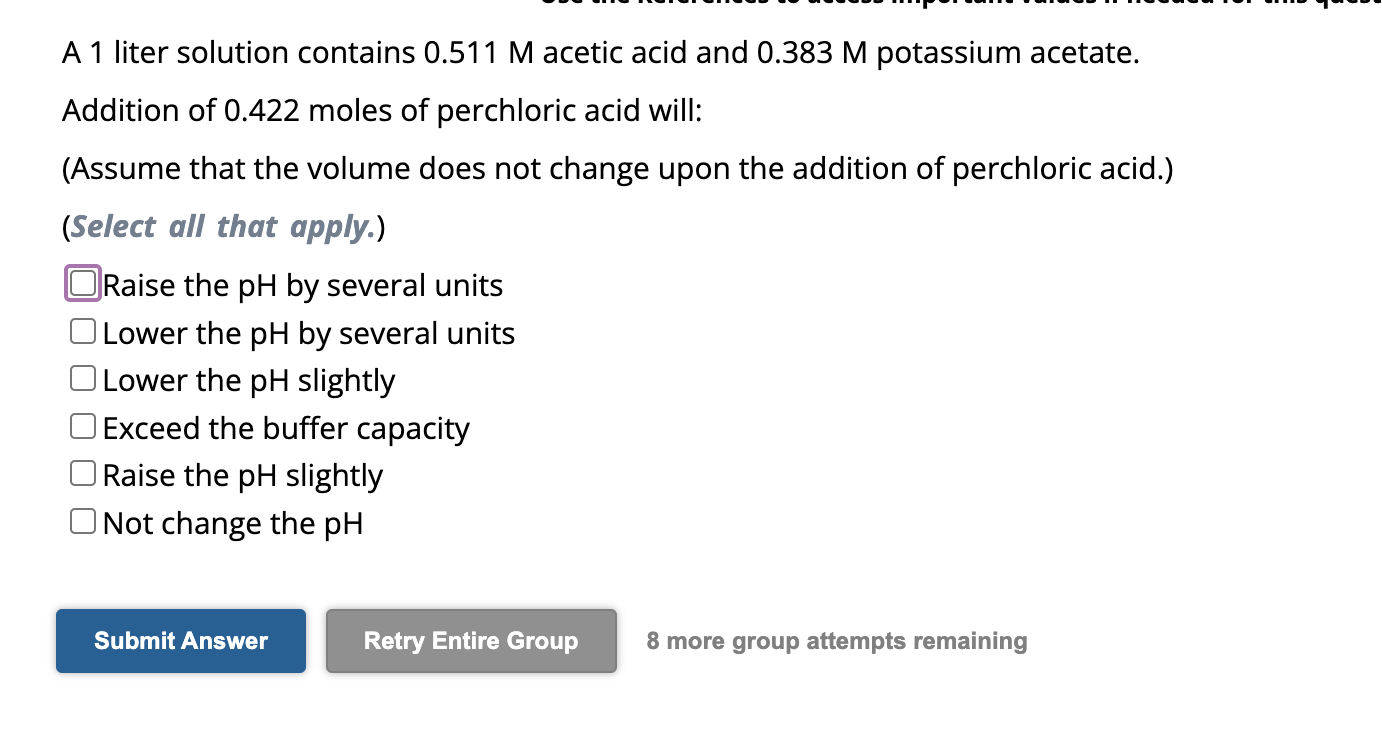 A 1 ﻿liter solution contains 0.511M ﻿acetic acid and | Chegg.com