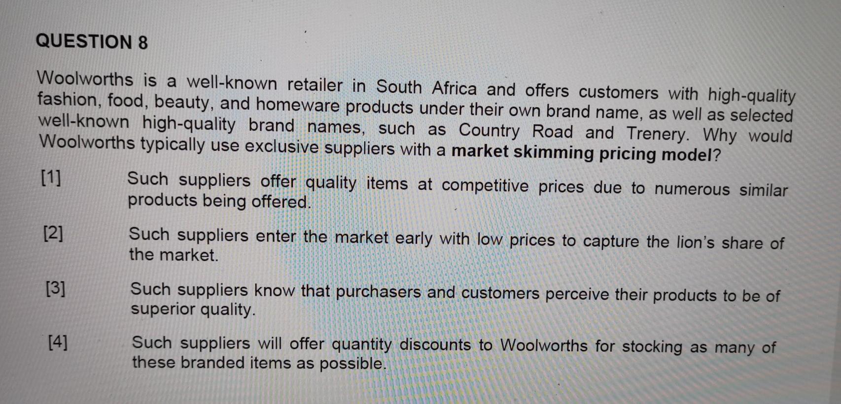 Solved Questions 6-10 are based on Woolworths, a well-known | Chegg.com