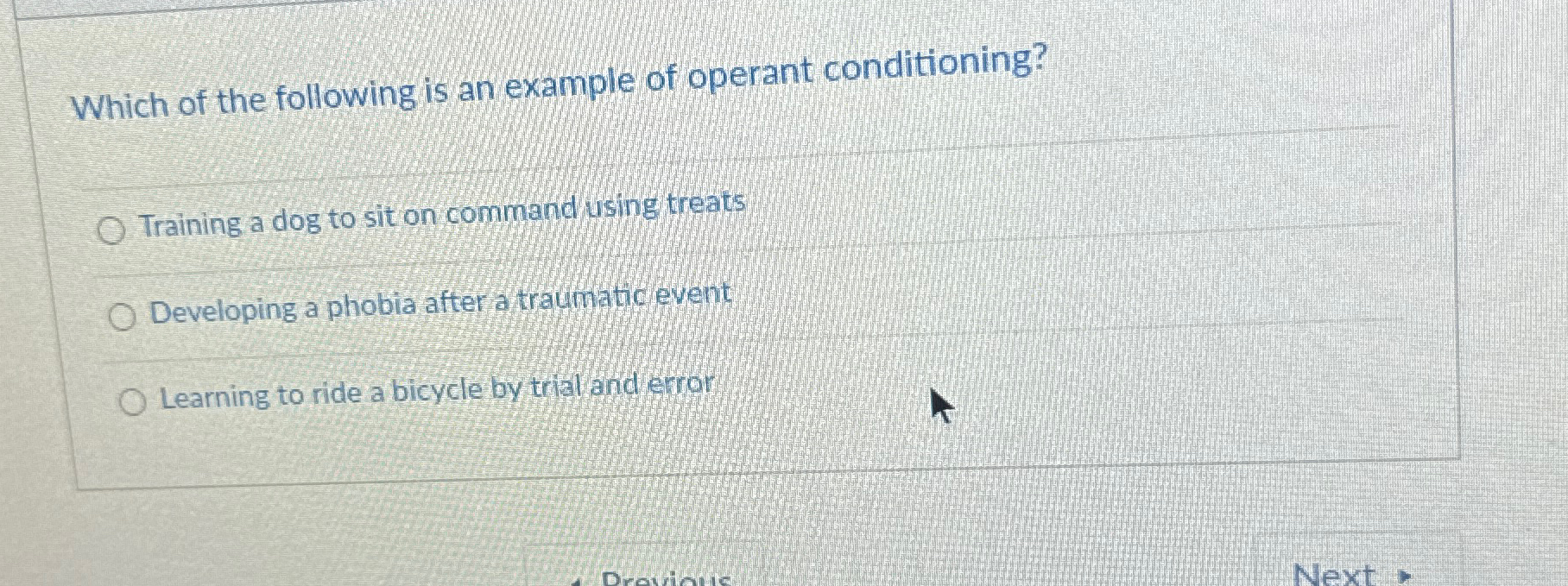 Solved Which of the following is an example of operant | Chegg.com