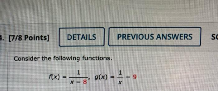 Solved Consider the following functions. | Chegg.com